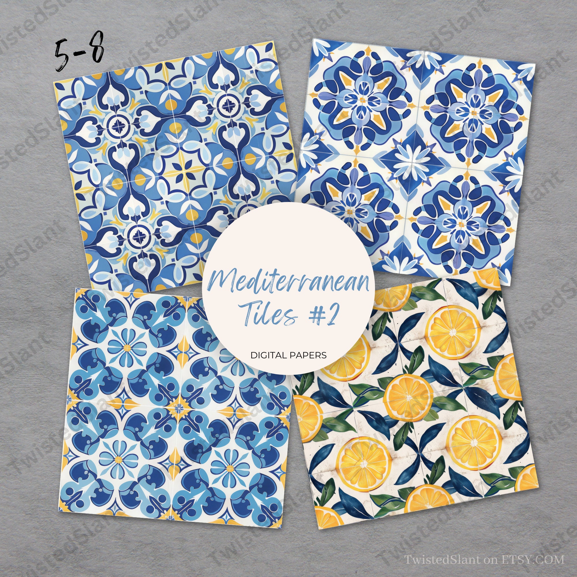 Mediterranean Tiles Digital Paper | INSTANT DOWNLOAD | Mediterranean ...
