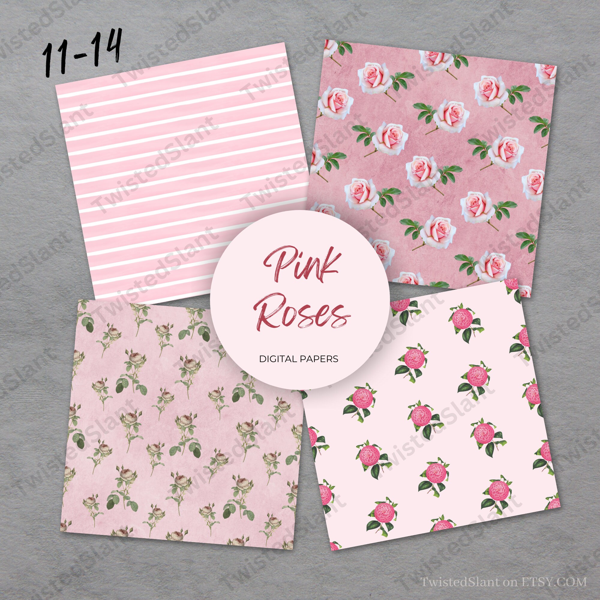 Pink Rose Digital Paper Seamless Papers Pink Rose - Etsy