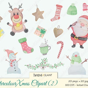 Watercolour Christmas Clipart, Snowman Clipart, Christmas Tree Clipart ...