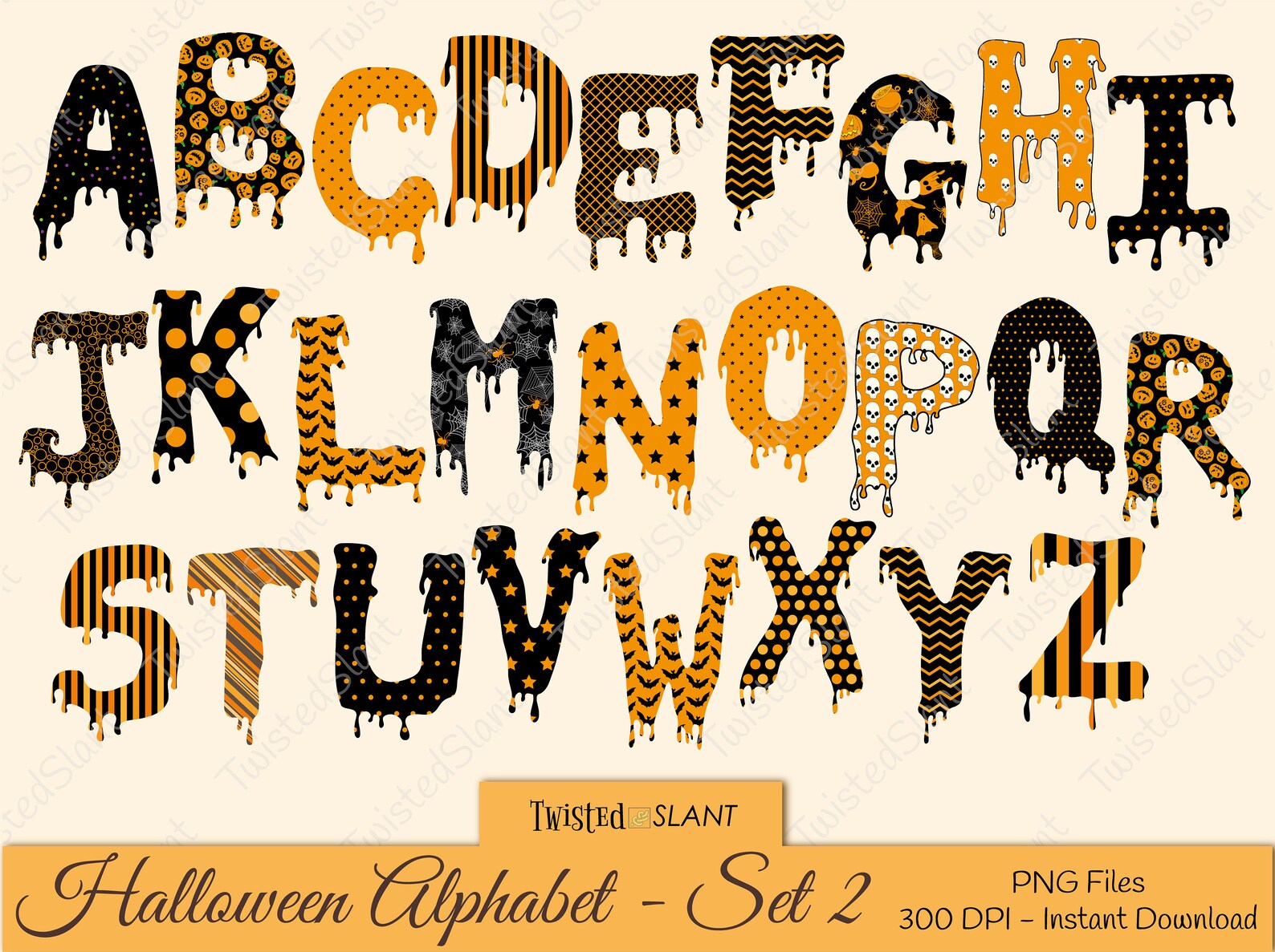 Halloween Alphabet ABC Spooky Clipart Halloween Letters - Etsy