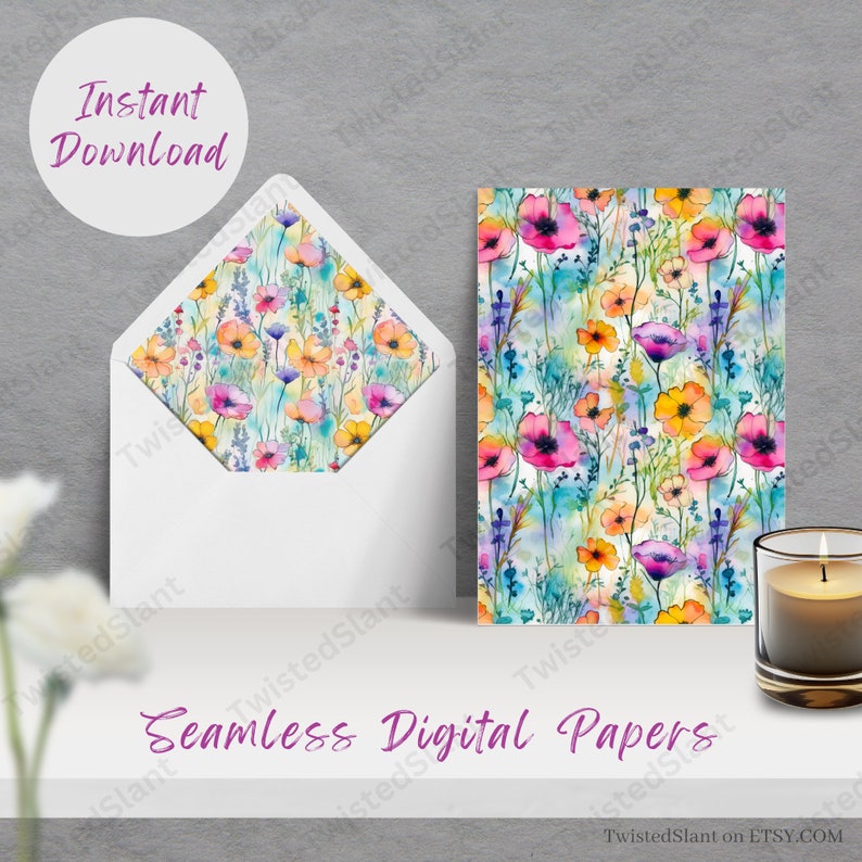 Wildflowers Printable Digital Papers INSTANT DOWNLOAD Wildflower ...