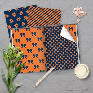 Navy Blue and Orange Digital Paper | INSTANT DOWNLOAD | Seamless ...