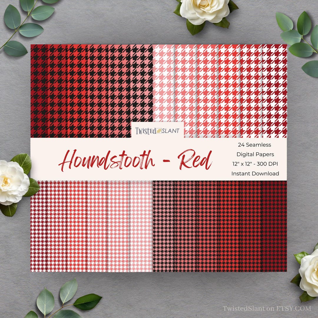 Houndstooth Digital Paper | INSTANT DOWNLOAD | Houndstooth Pattern ...