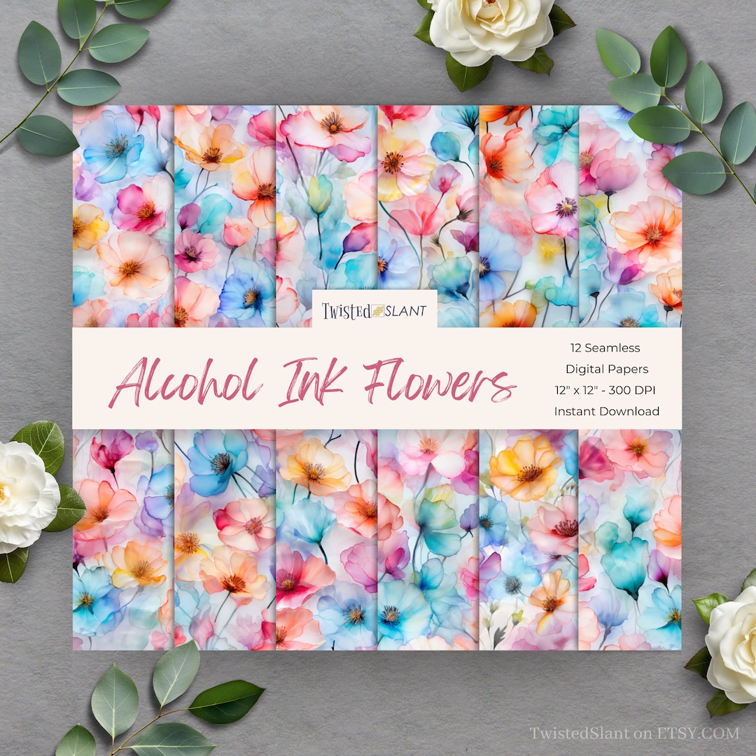 Floral Alcohol Ink Digital Paper | INSTANT DOWNLOAD | Seamless Textures ...