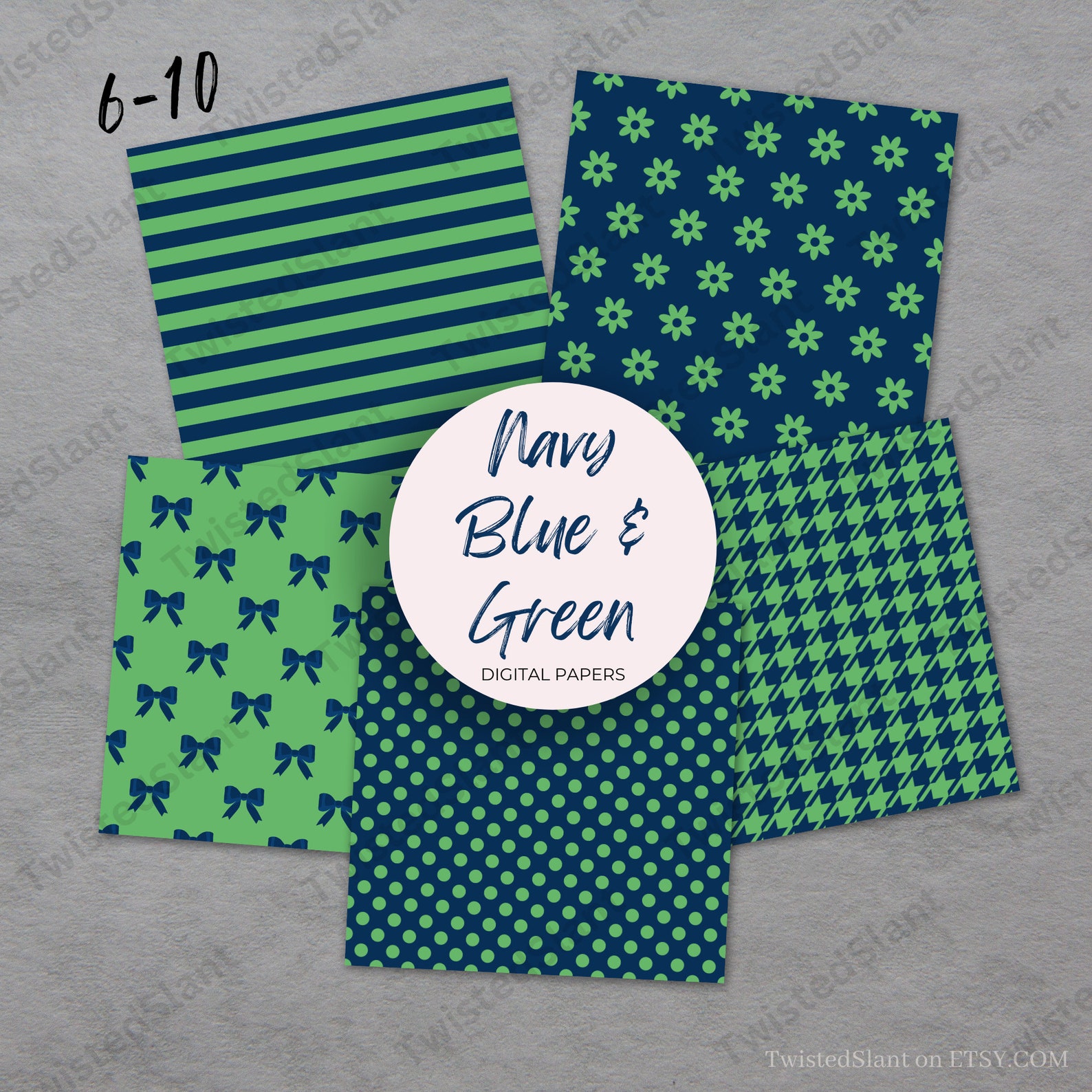Navy and Green Geometric Digital Paper: Seamless Patterns (digital ...