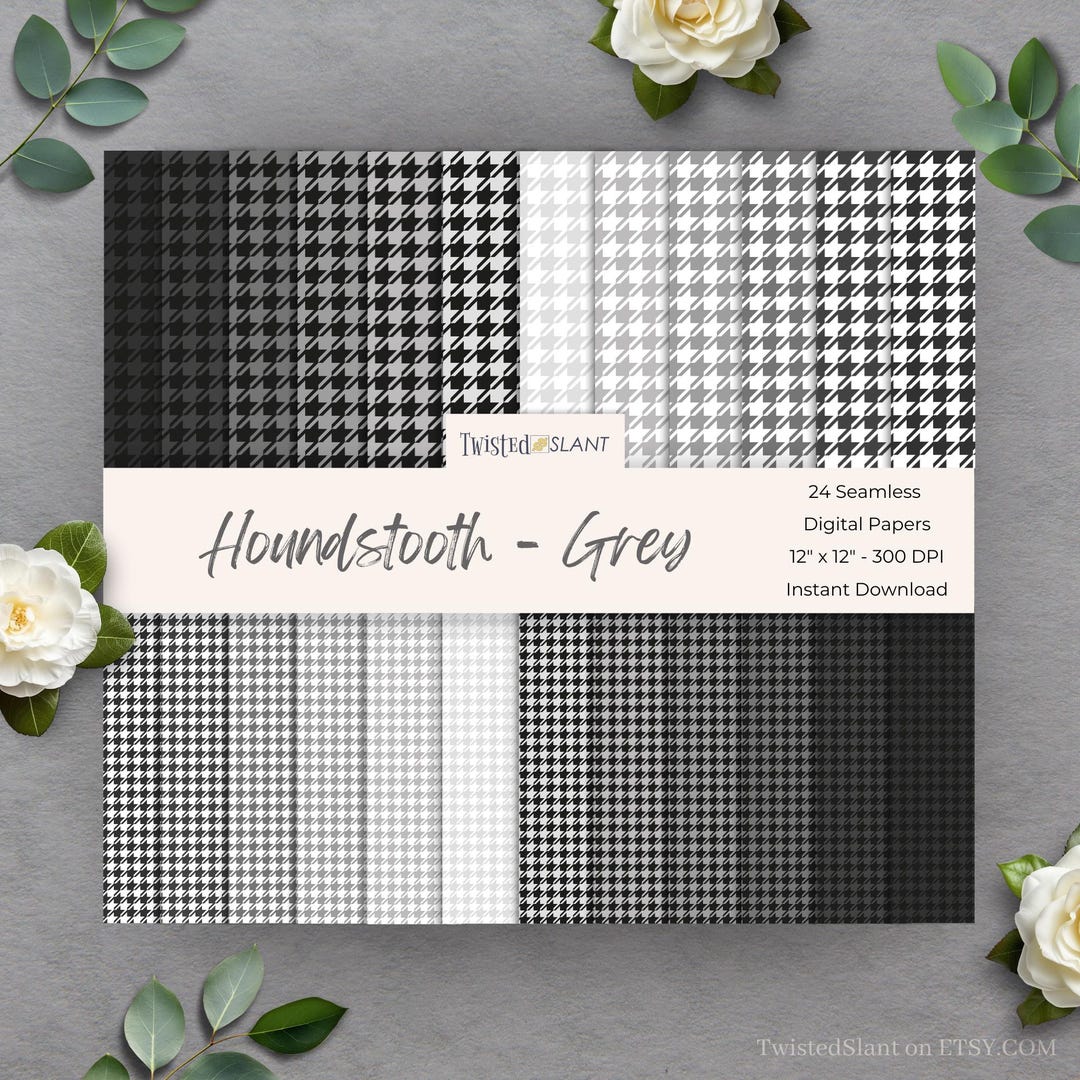 Houndstooth Digital Paper | INSTANT DOWNLOAD | Houndstooth Pattern ...
