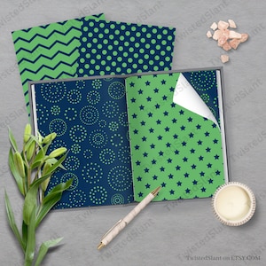 Navy and Green Geometric Digital Paper: Seamless Patterns (digital ...