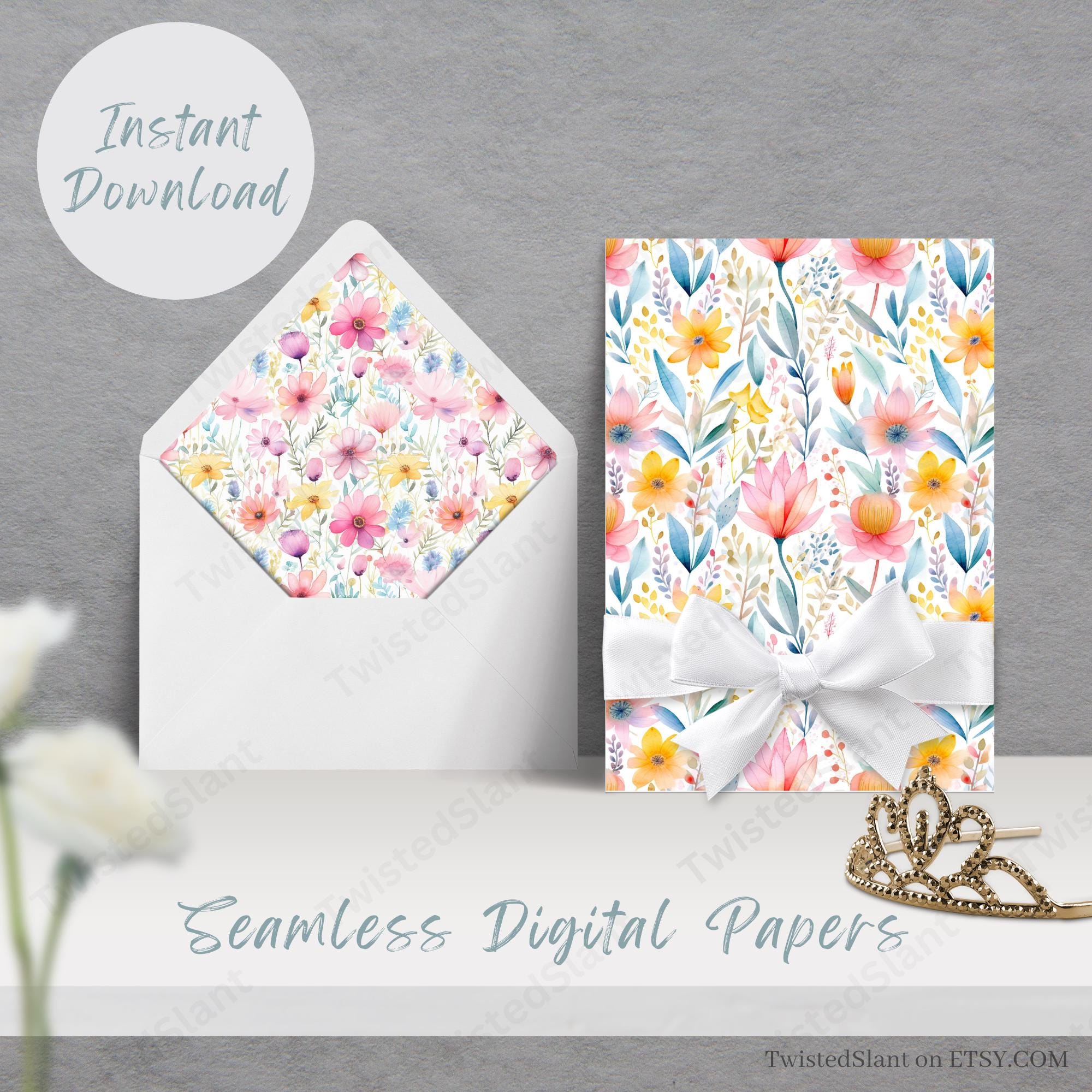 Spring Floral Medley Digital Paper | INSTANT DOWNLOAD | Watercolor ...