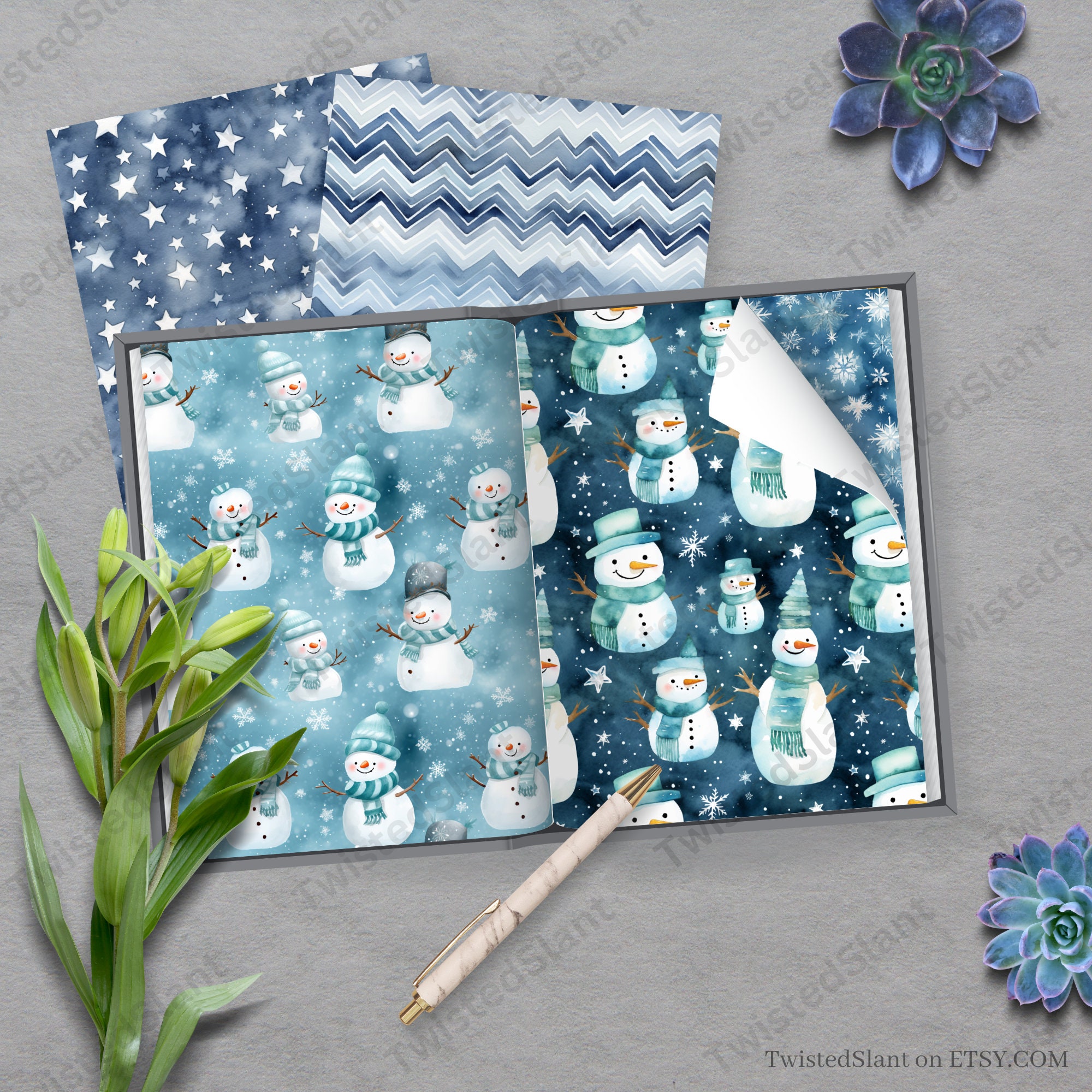 Digital Papers Snowman INSTANT DOWNLOAD Christmas Digital - Etsy