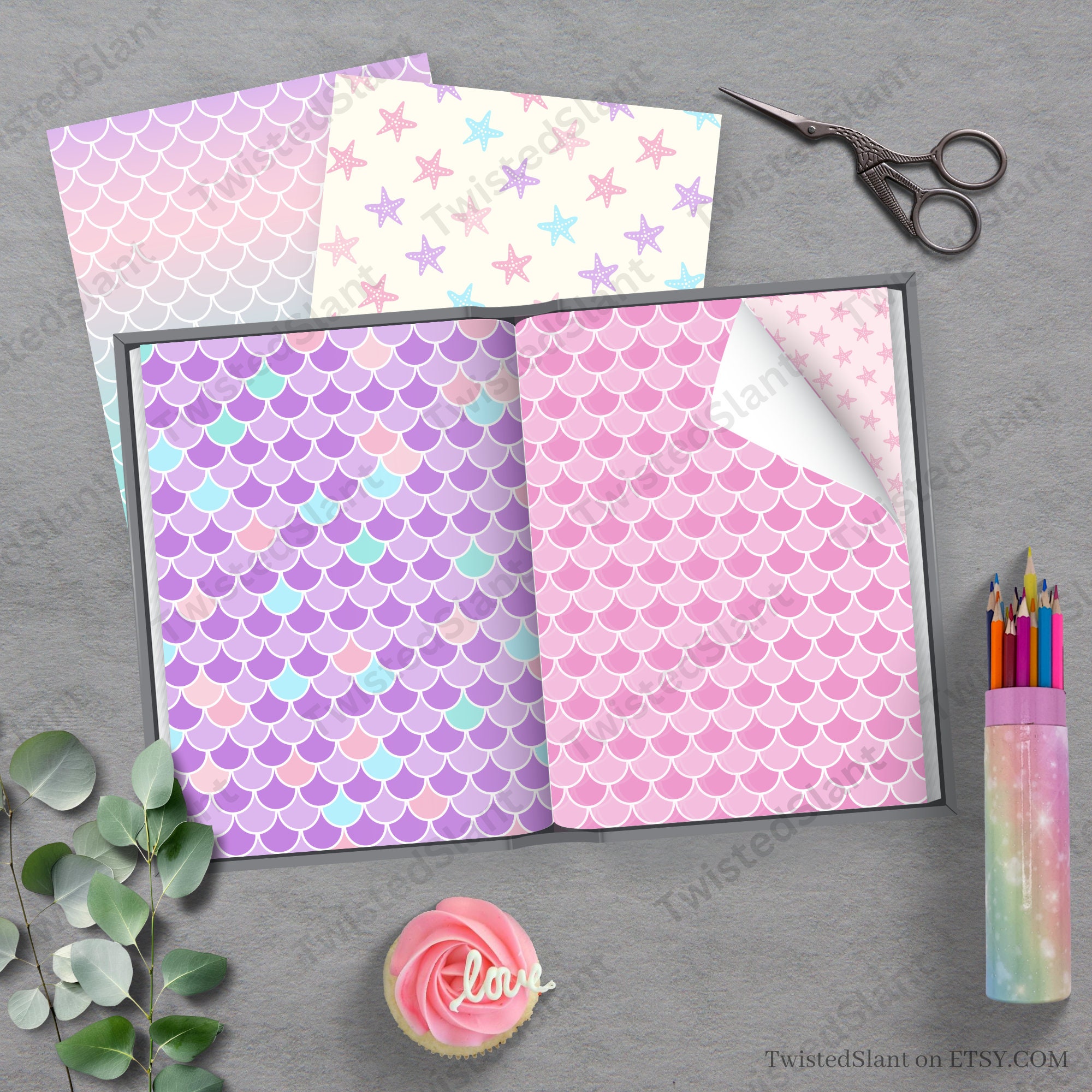 Mermaid Digital Paper, Mermaid Tail Clipart, Seamless Papers, Mermaid ...