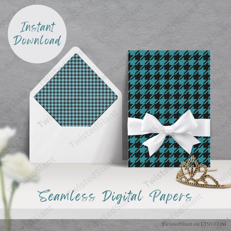 Houndstooth Digital Paper | INSTANT DOWNLOAD | Houndstooth Pattern ...