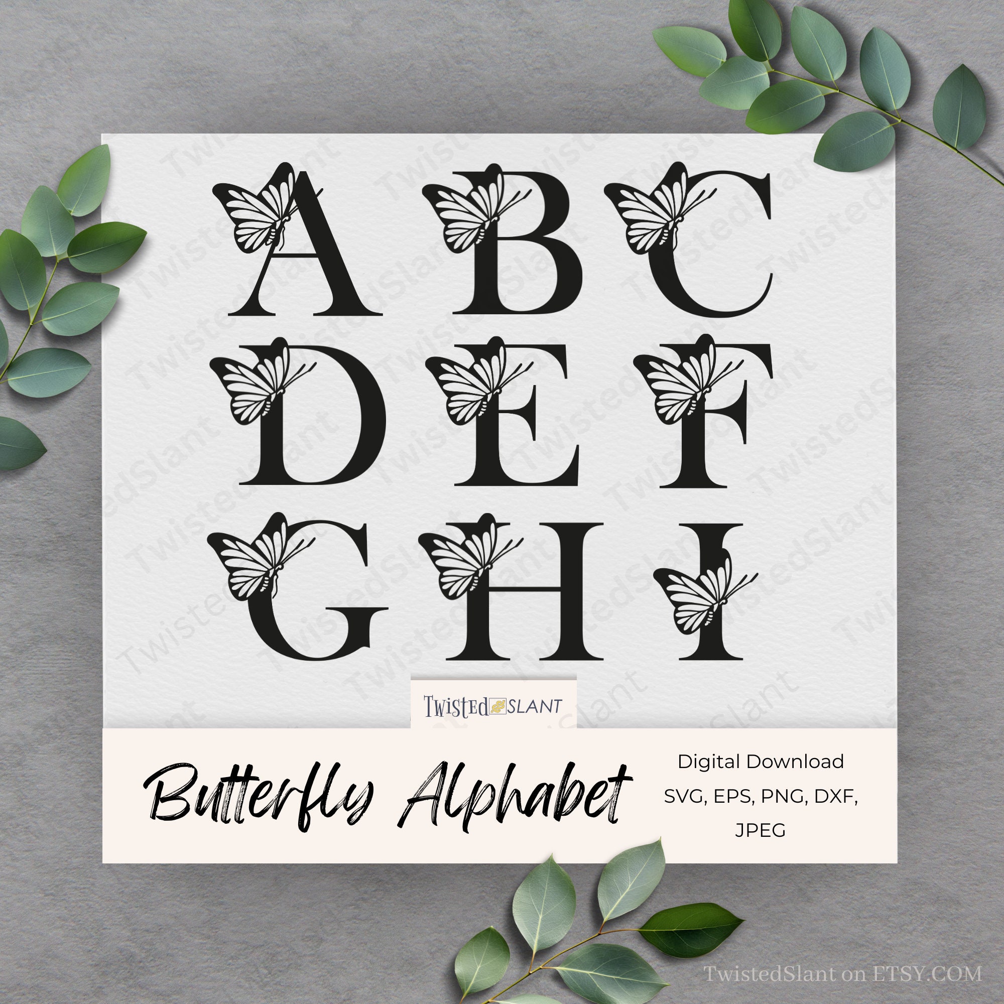 Monogram Svg With Butterfly | INSTANT DOWNLOAD | Butterfly Alphabet ...