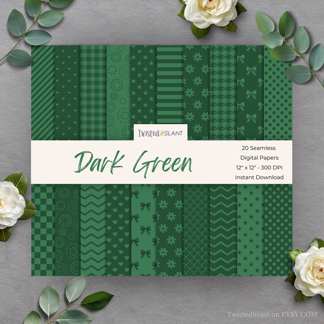 Dark Green Digital Paper | INSTANT DOWNLOAD | Seamless Geometric ...