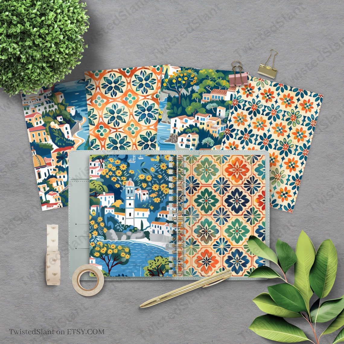Amalfi Digital Paper | INSTANT DOWNLOAD | Mediterranean Tile | Amalfi ...