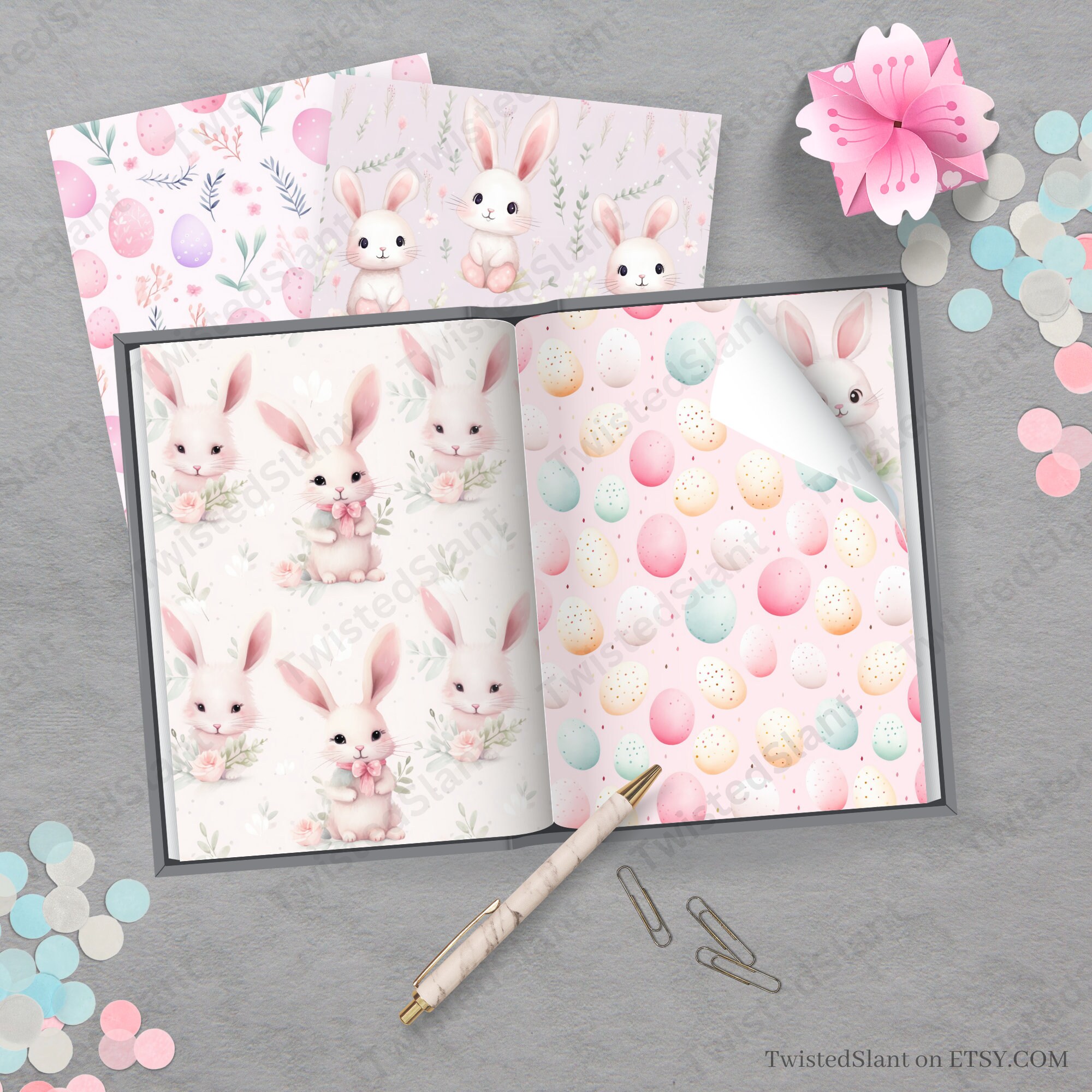 Easter Digital Papers INSTANT DOWNLOAD Bunny Digital Paper Easter Junk ...