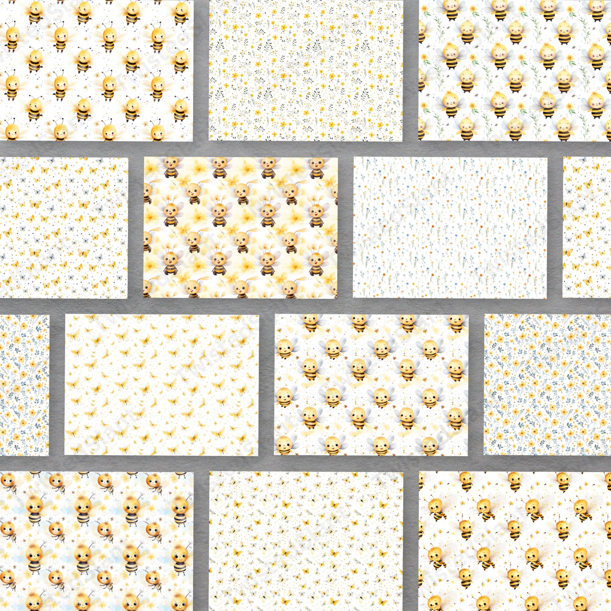 Honey Bee Digital Paper Seamless Pattern INSTANT DOWNLOAD Bee Digital ...