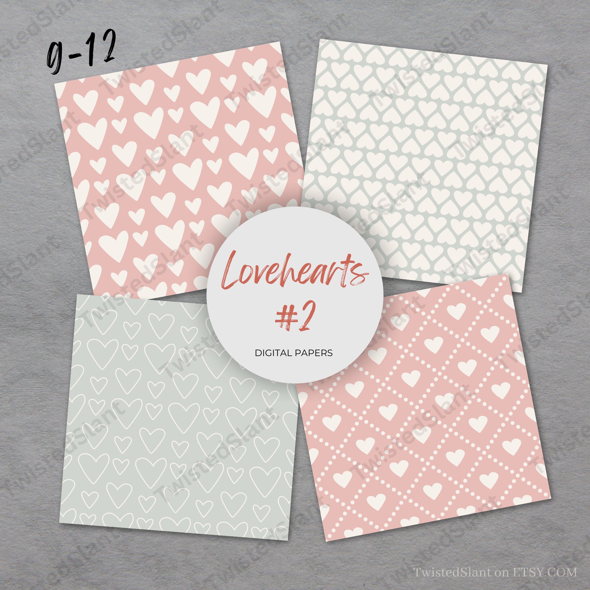 Heart Digital Paper, Seamless Papers, Heart Background, Loveheart ...