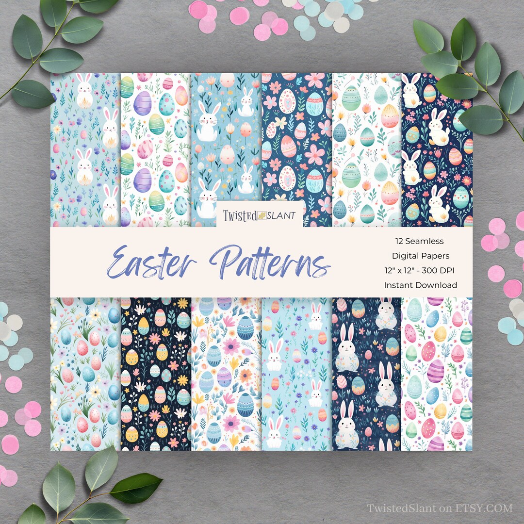 Easter Digital Papers | INSTANT DOWNLOAD | Bunny Digital Paper | Easter ...