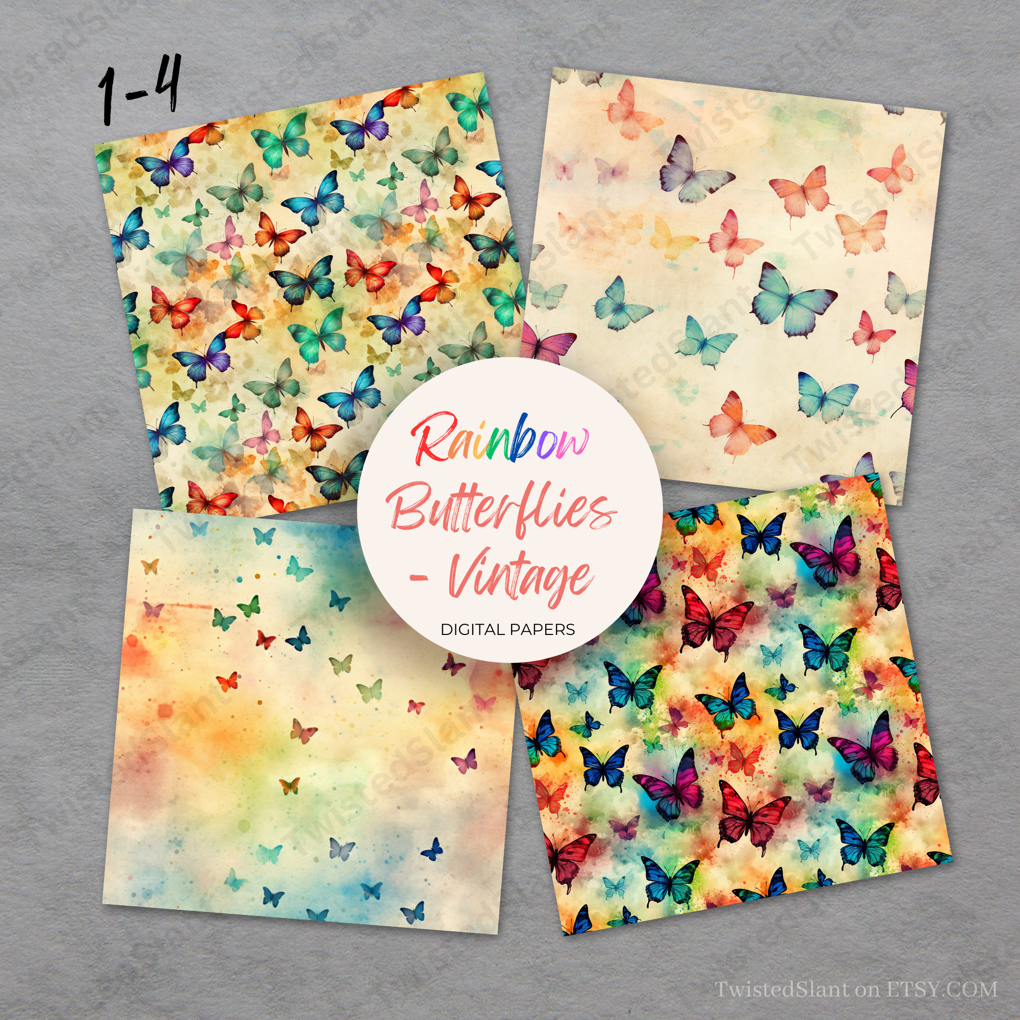 Bright Butterflies Digital Paper INSTANT DOWNLOAD Butterfly Digital ...
