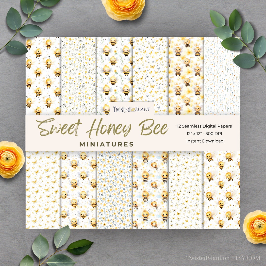 Honey Bee Digital Paper Seamless Pattern | INSTANT DOWNLOAD | Bee ...