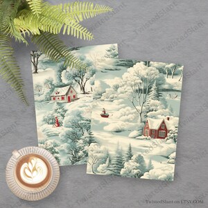 Christmas Toile Digital Paper | INSTANT DOWNLOAD | Christmas Digital ...