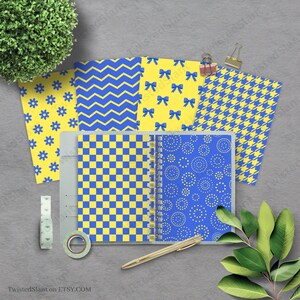 Royal Blue and Yellow Digital Paper | INSTANT DOWNLOAD | Seamless ...