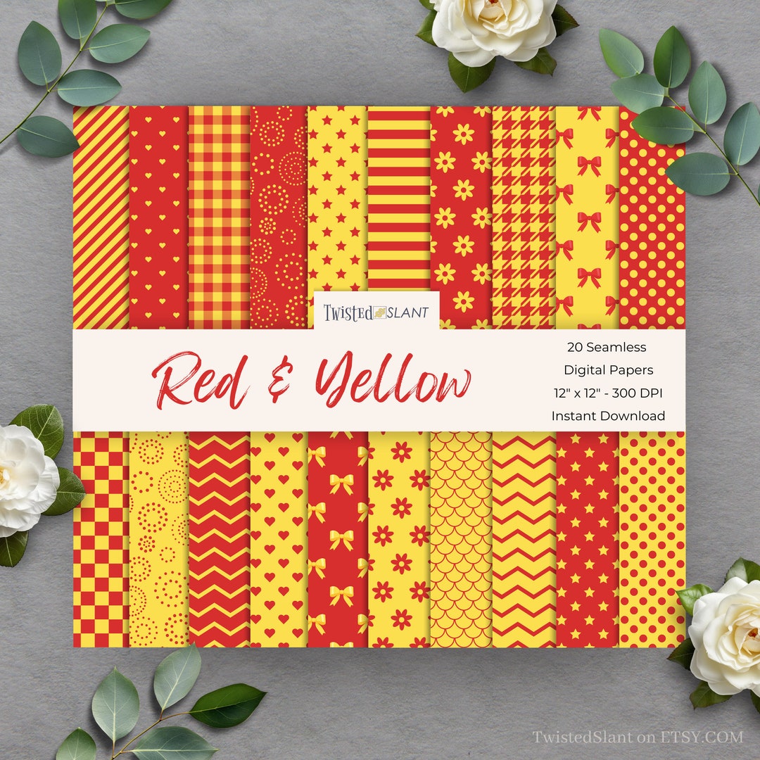Red and Yellow Geometric Digital Paper: Seamless Pattern Collection ...