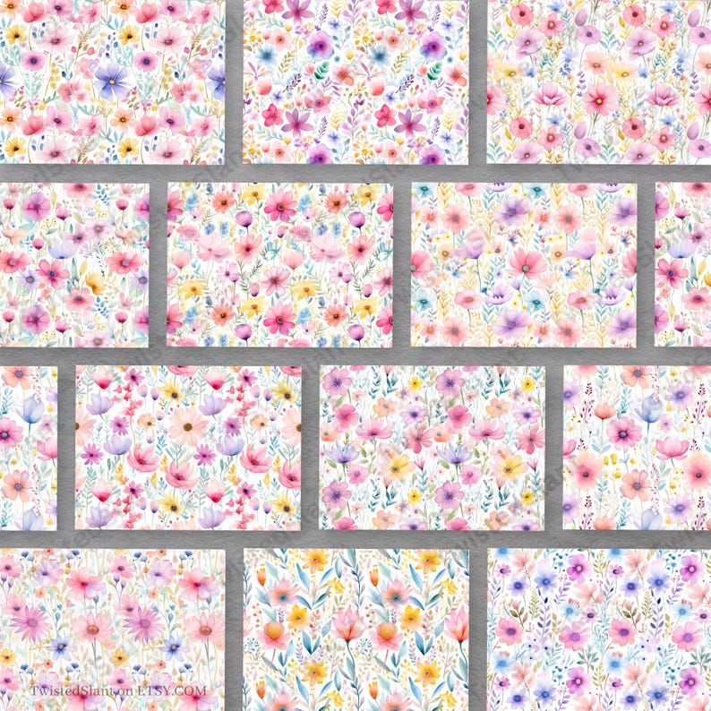 Spring Floral Medley Digital Paper | INSTANT DOWNLOAD | Watercolor ...