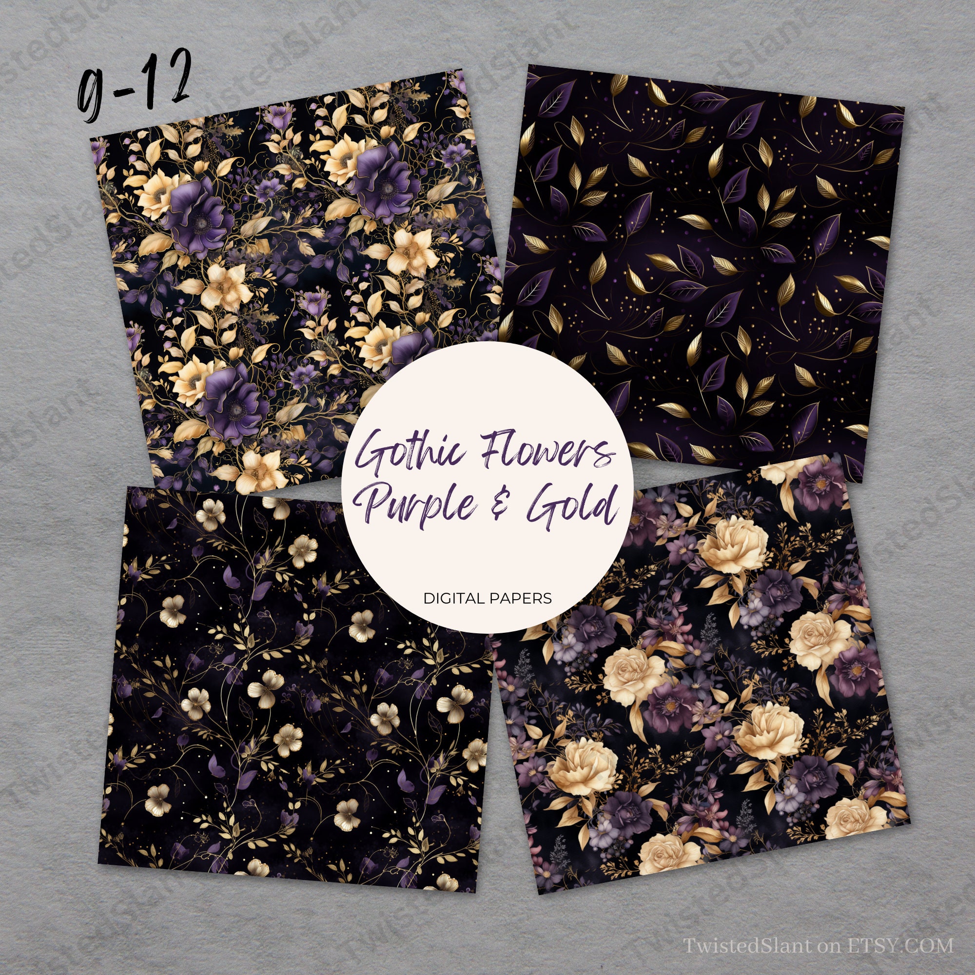 Gothic Floral Digital Papers INSTANT DOWNLOAD Seamless Papers Halloween ...