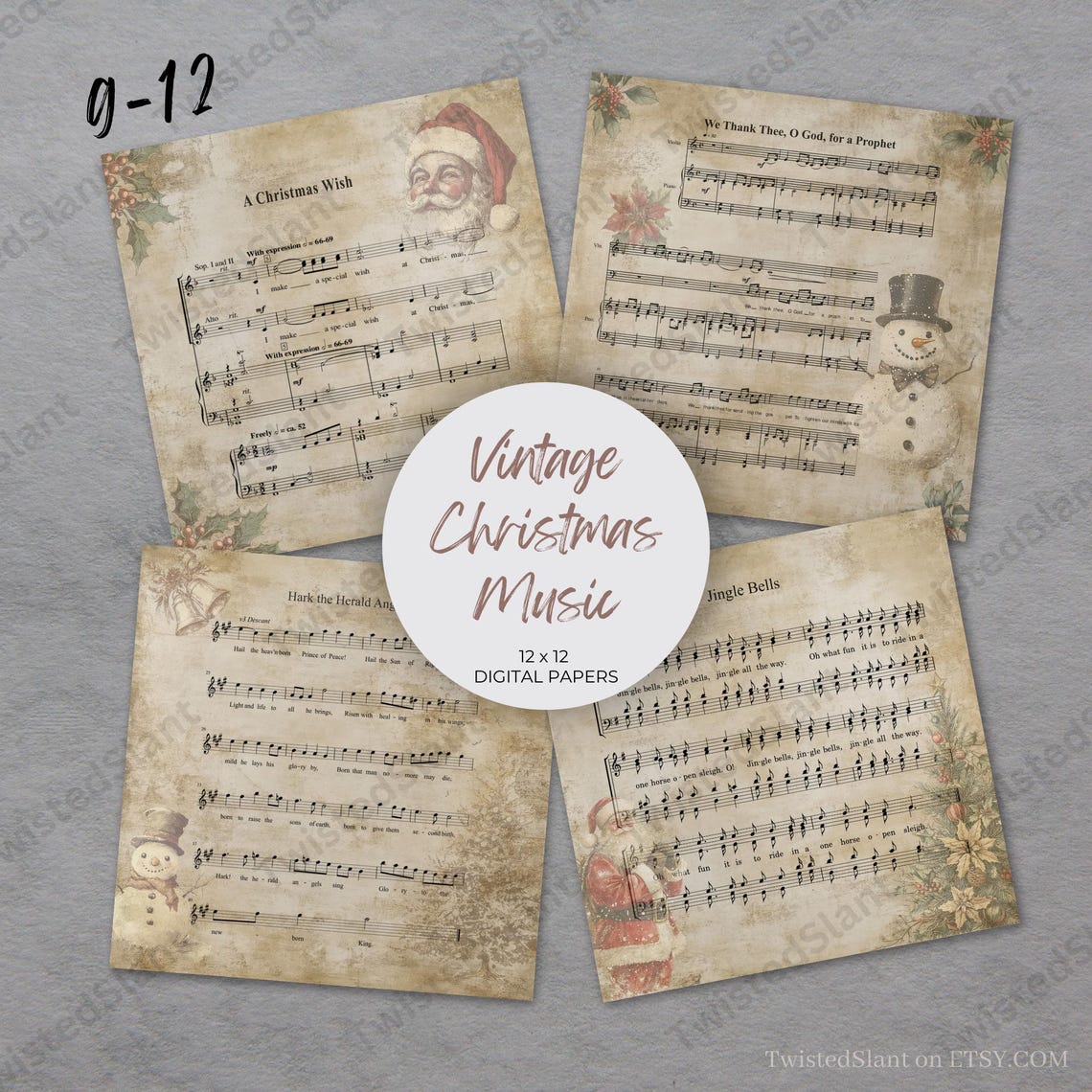 Christmas Sheet Music Digital Paper | INSTANT DOWNLOAD | Digital ...