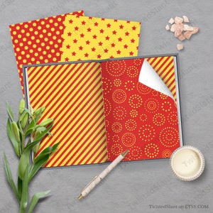 Red and Yellow Geometric Digital Paper: Seamless Pattern Collection ...