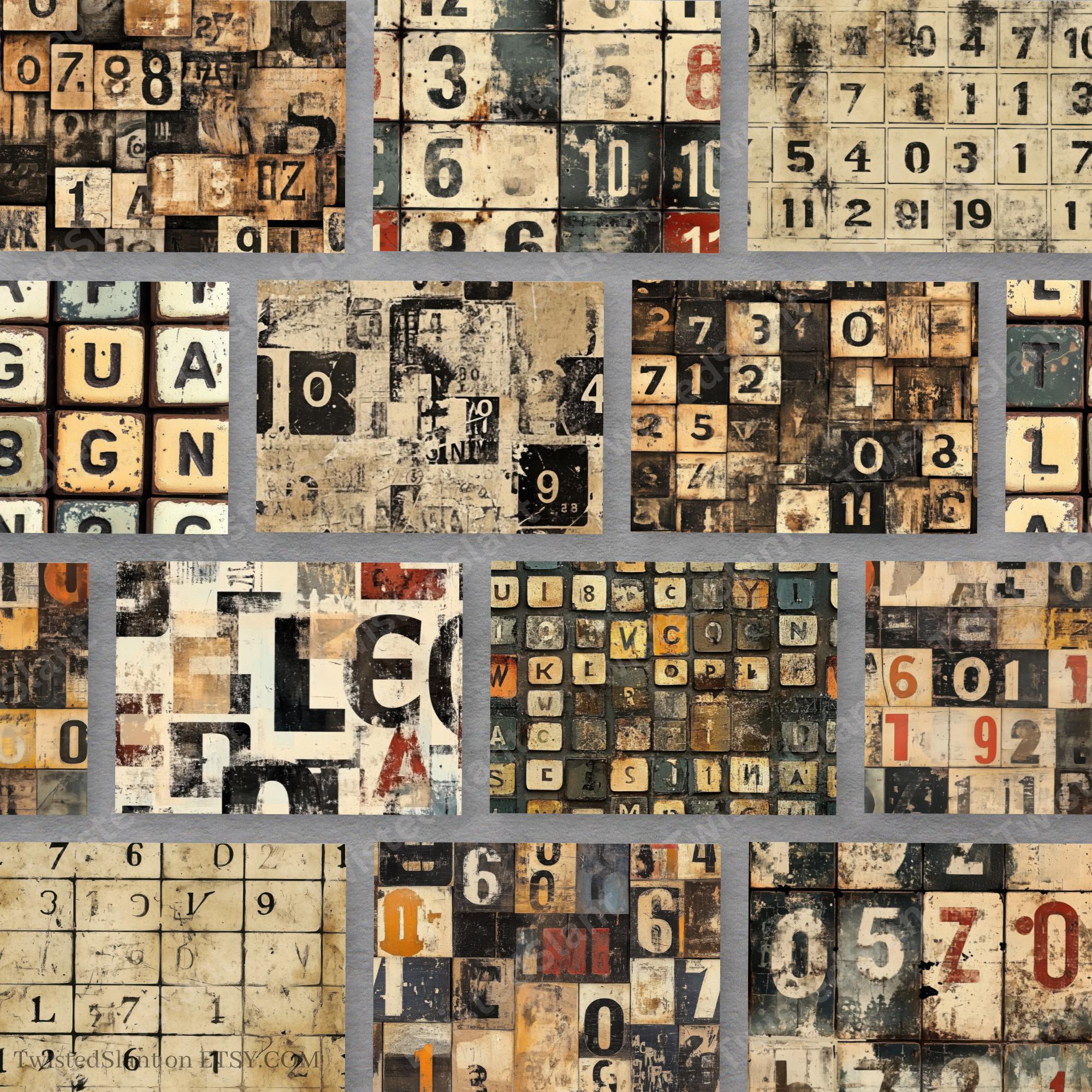 Digital Papers With Numbers on Letters | INSTANT DOWNLOAD | Letters and ...