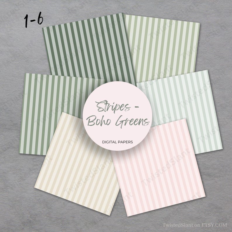 Sage Green Stripe Digital Paper | INSTANT DOWNLOAD | Striped Background ...