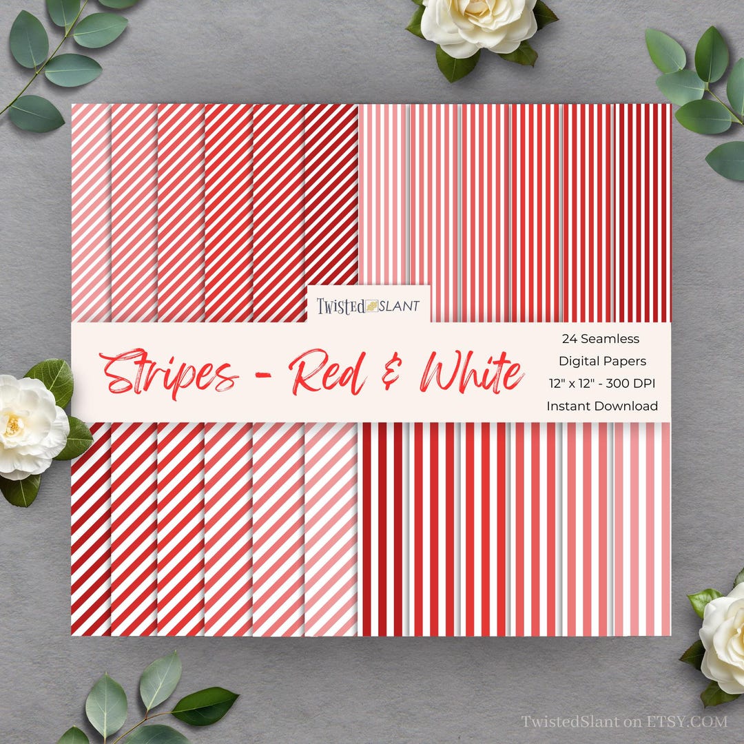 Red Stripe Digital Paper | INSTANT DOWNLOAD | Striped Background ...