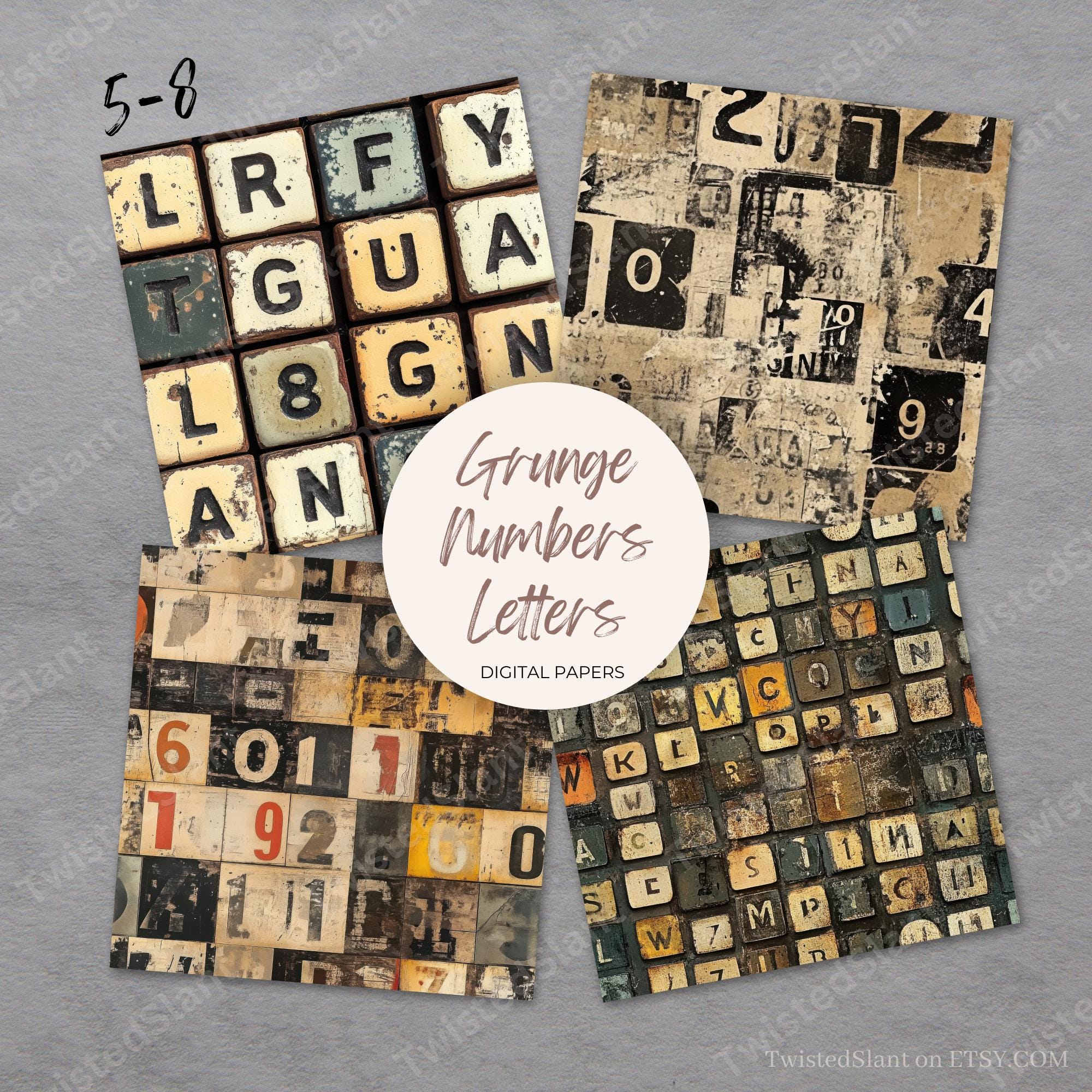 Digital Papers With Numbers on Letters | INSTANT DOWNLOAD | Letters and ...