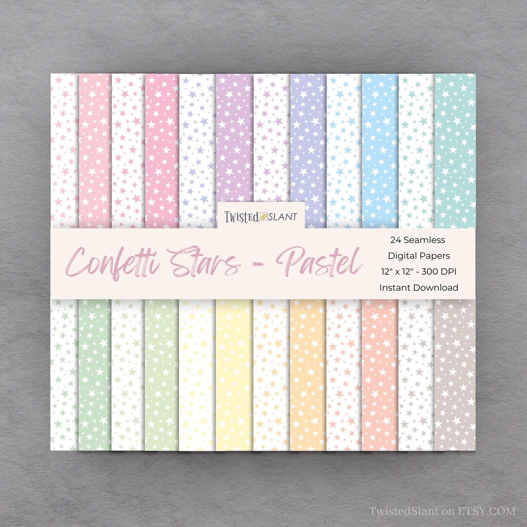 Pastel Star Digital Paper | INSTANT DOWNLOAD | Confetti Stars | Pastel ...