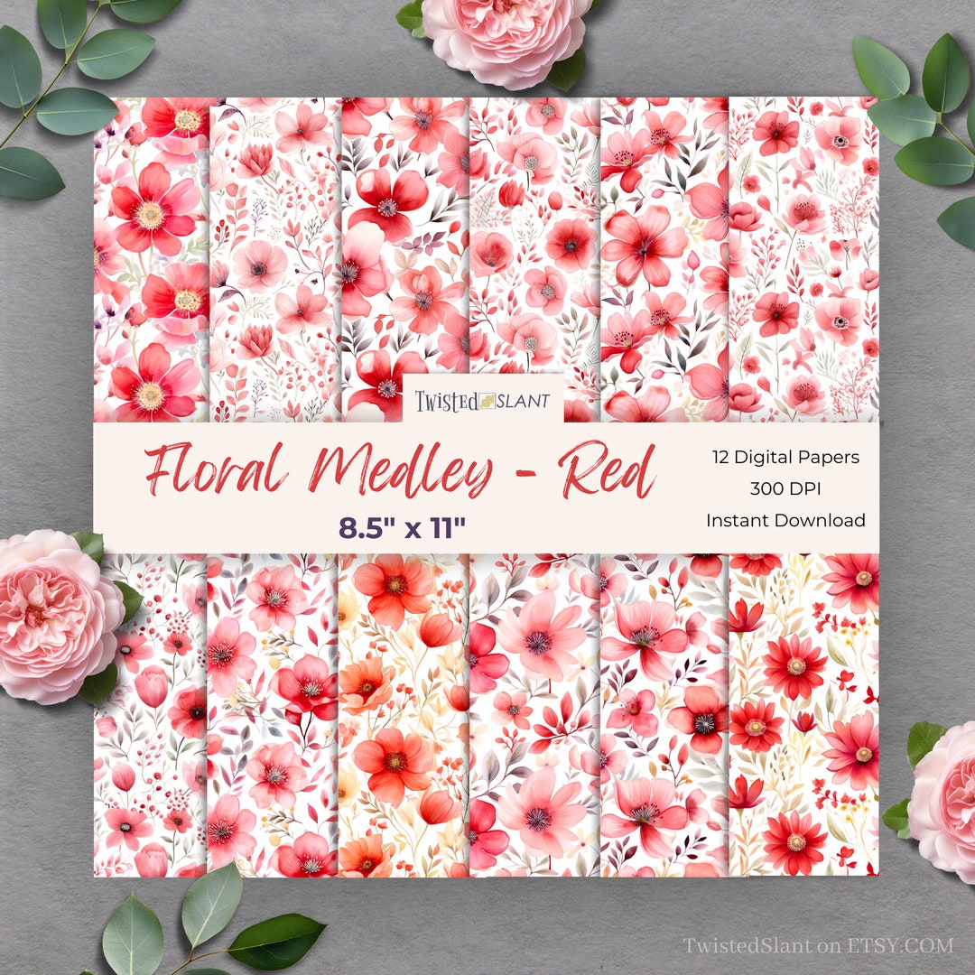 Spring Floral Medley Digital Paper | INSTANT DOWNLOAD | Watercolor ...