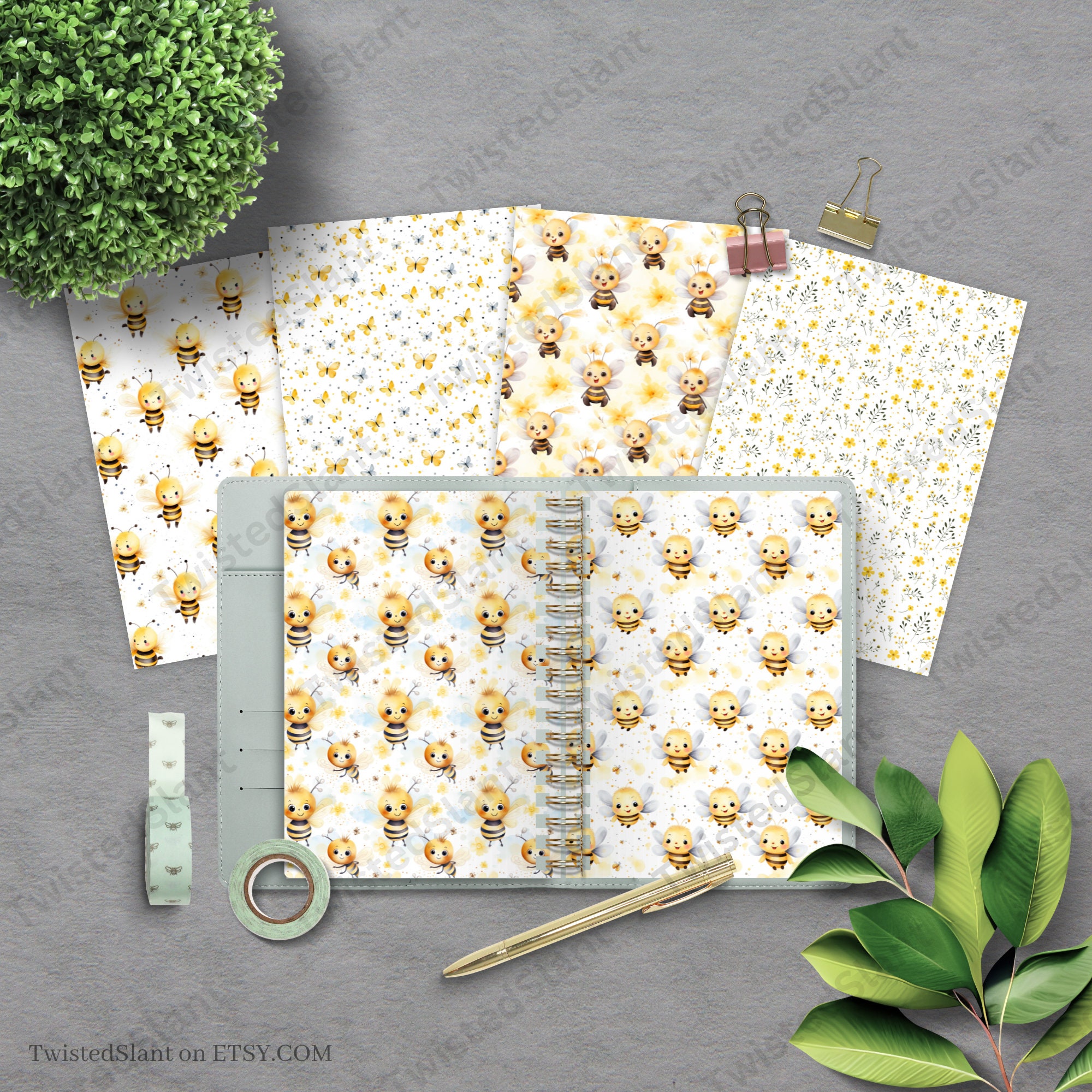 Honey Bee Digital Paper Seamless Pattern INSTANT DOWNLOAD Bee Digital ...