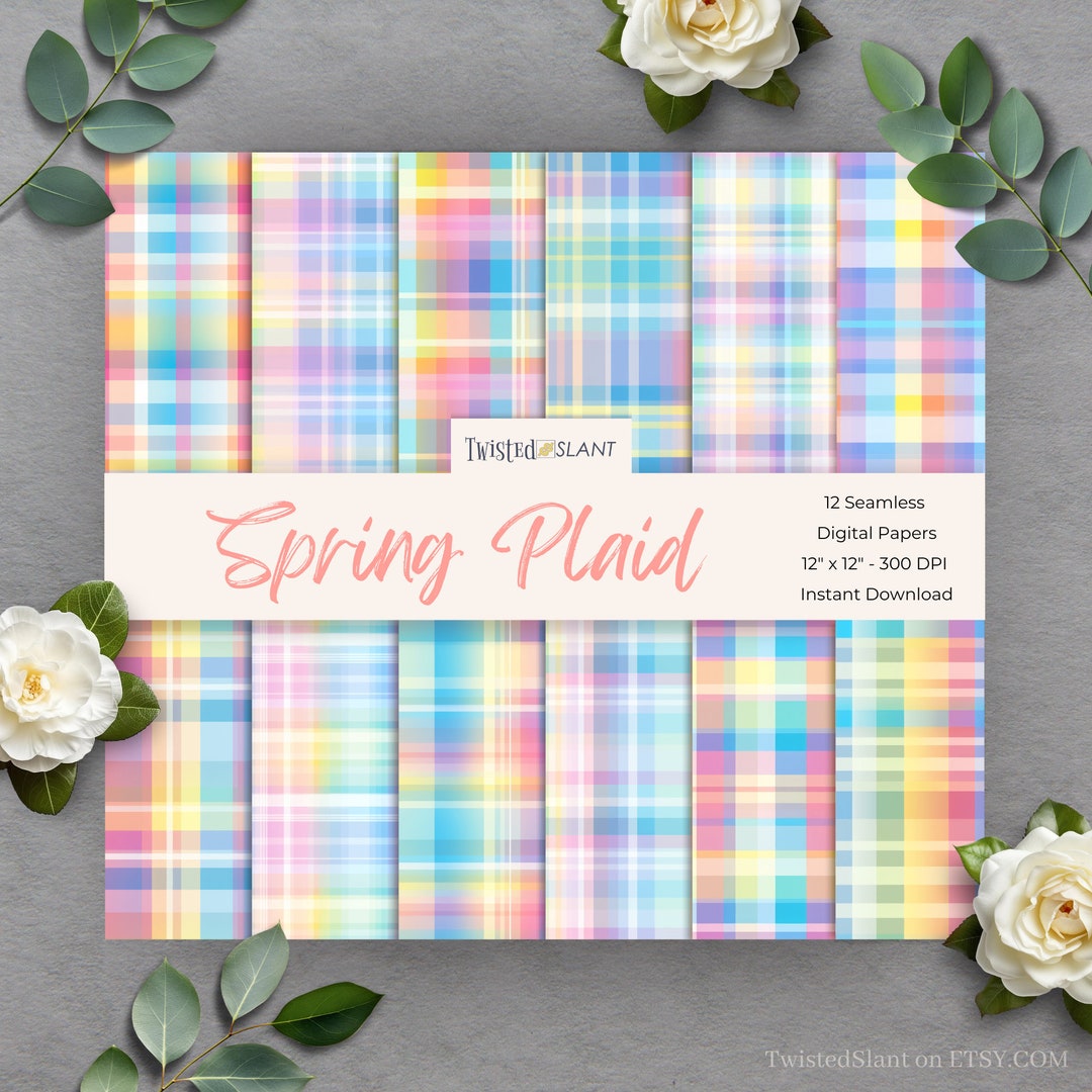 Spring Plaid Digital Paper | INSTANT DOWNLOAD | Pastel Plaid | Spring Background | Seamless ...