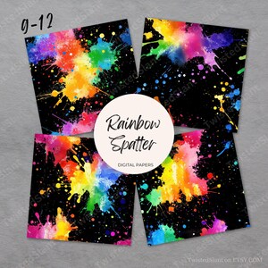 Scrapbook Paper Digital Rainbow Paint Splatter | INSTANT DOWNLOAD ...