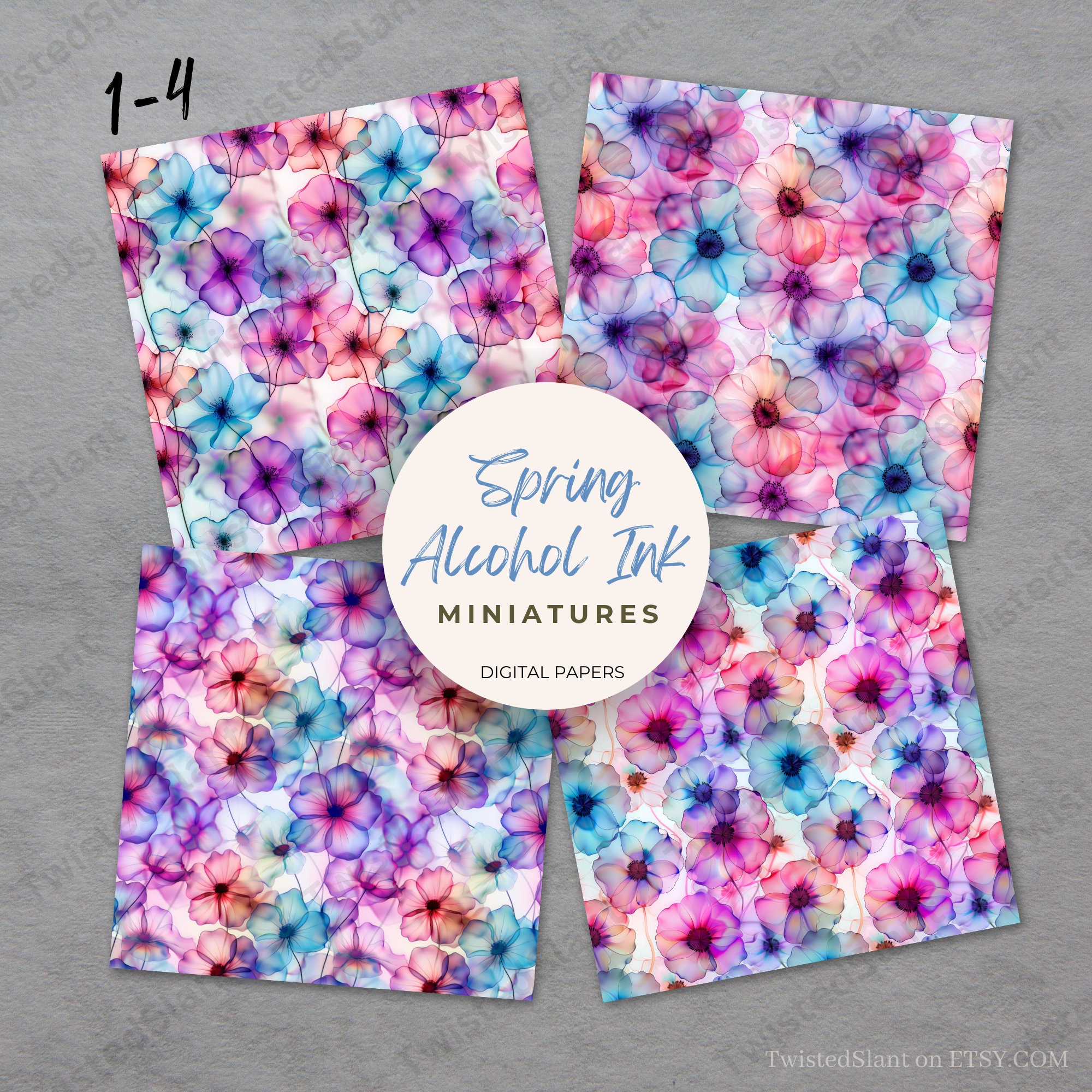 Floral Alcohol Ink Digital Paper | INSTANT DOWNLOAD | Seamless Textures ...