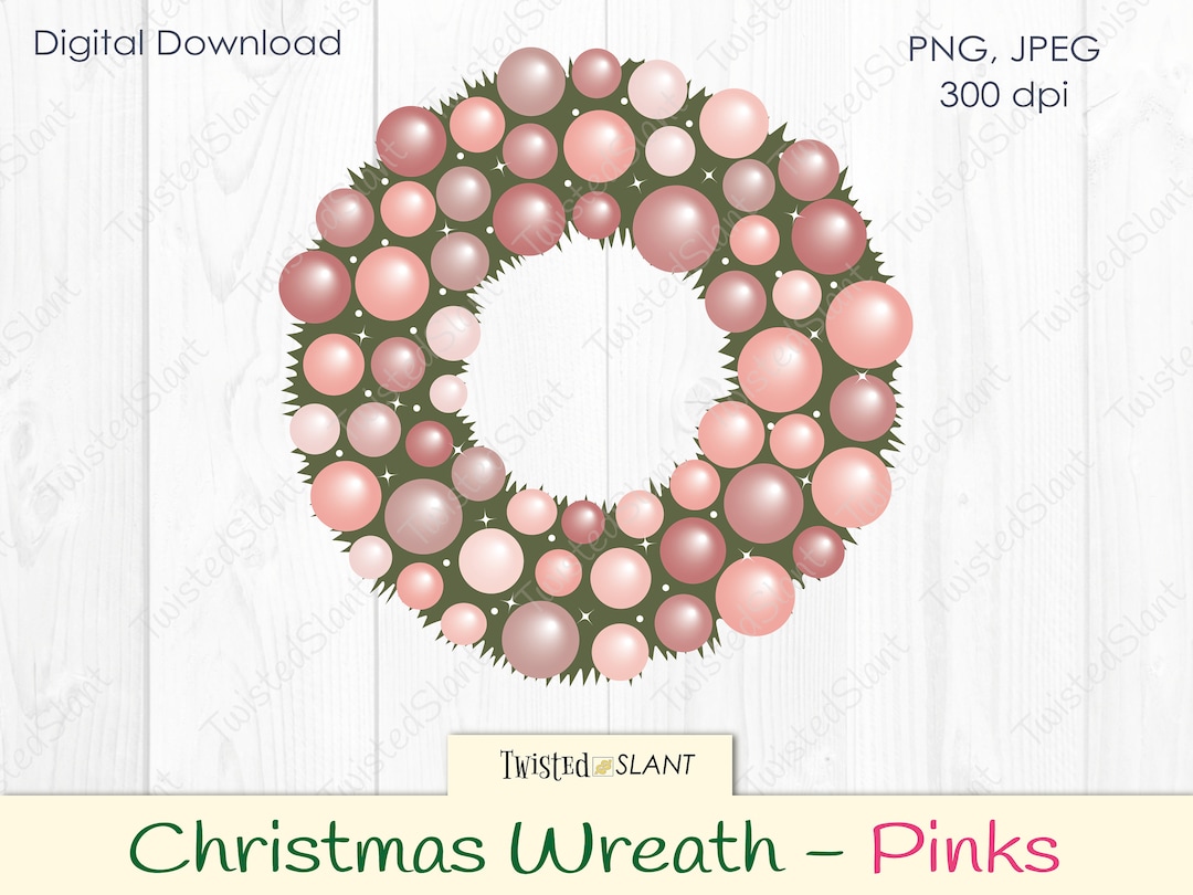 Christmas Wreath Clipart, Pink, Christmas Wreath, Christmas Bauble ...