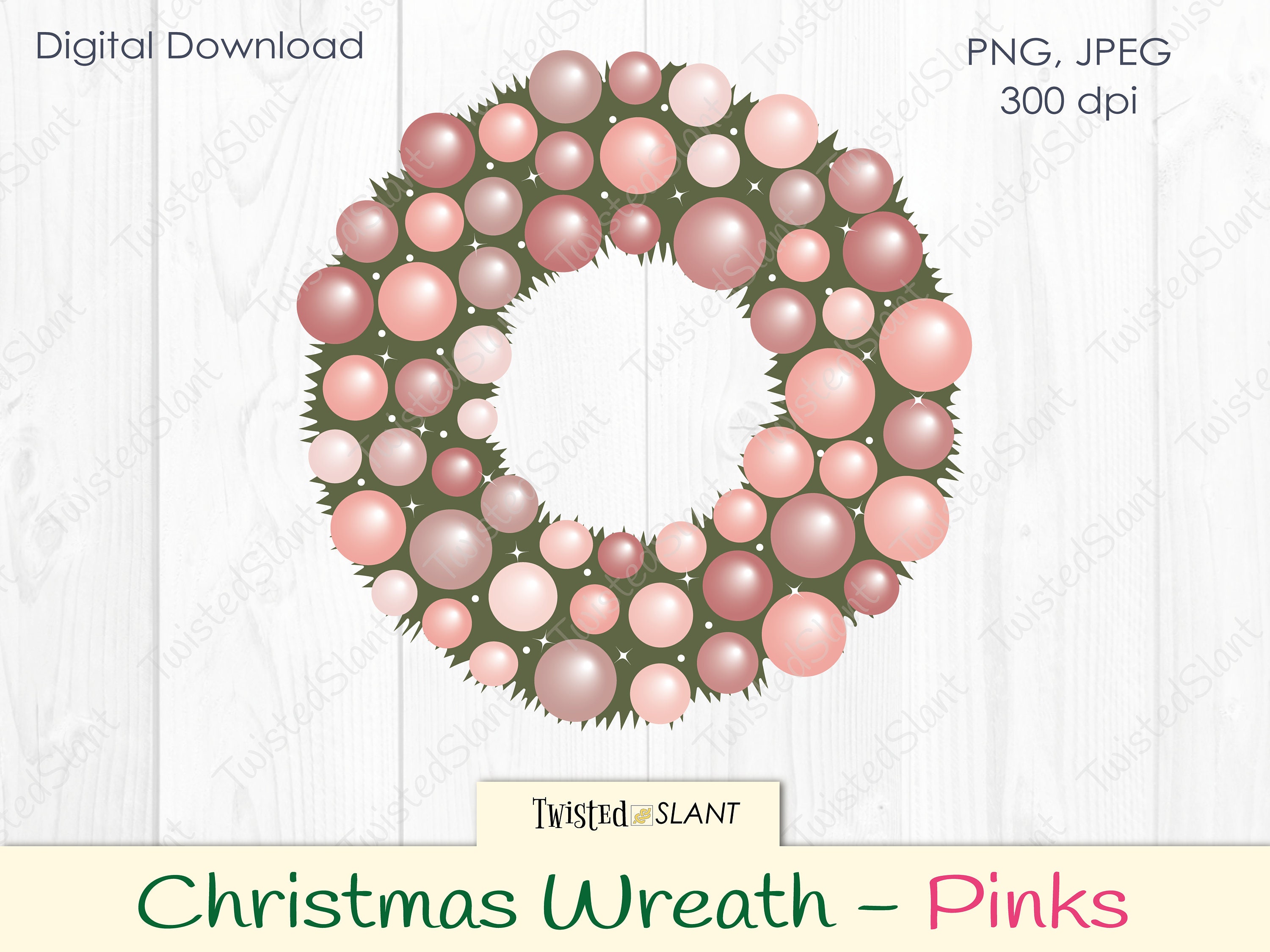Christmas Wreath Clipart, Pink, Christmas Wreath, Christmas Bauble ...