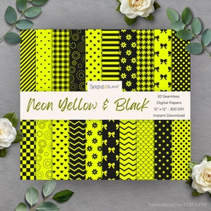 Neon Digital Papers | INSTANT DOWNLOAD | Seamless Geometric | Pattern ...