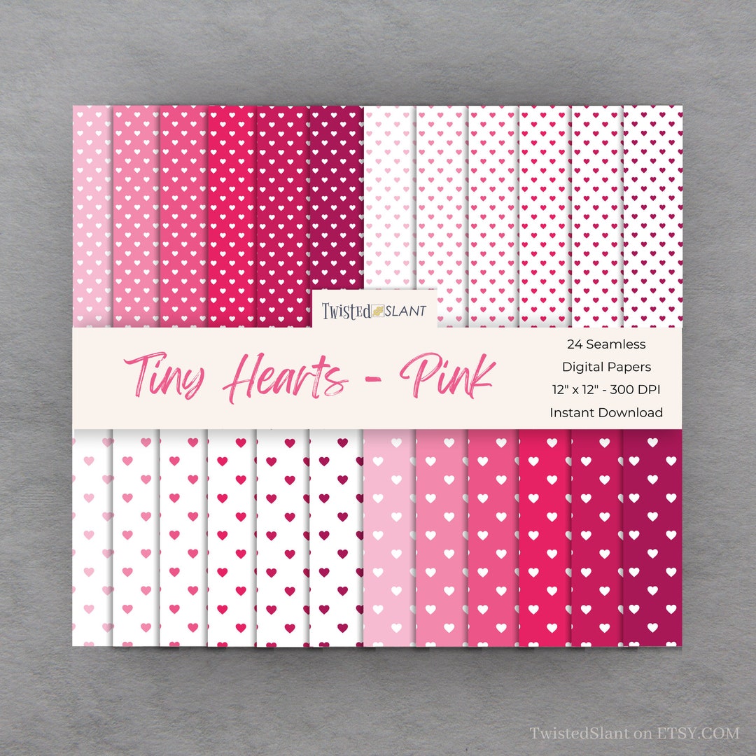 Tiny Hearts Digital Paper | INSTANT DOWNLOAD | Heart Background ...