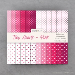 Tiny Hearts Digital Paper | INSTANT DOWNLOAD | Heart Background ...