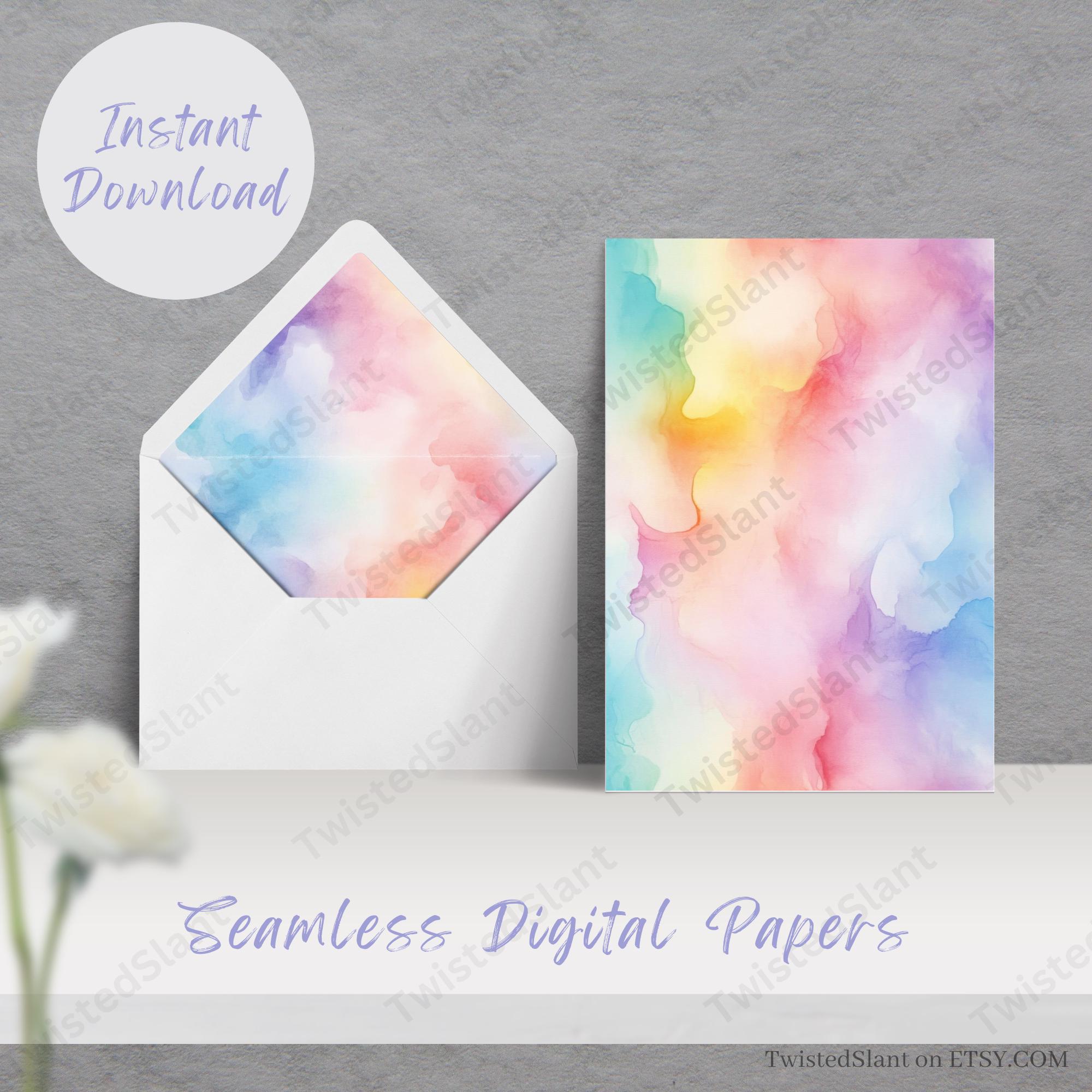 Watercolor Digital Paper Rainbow Colors Gradient | INSTANT DOWNLOAD ...
