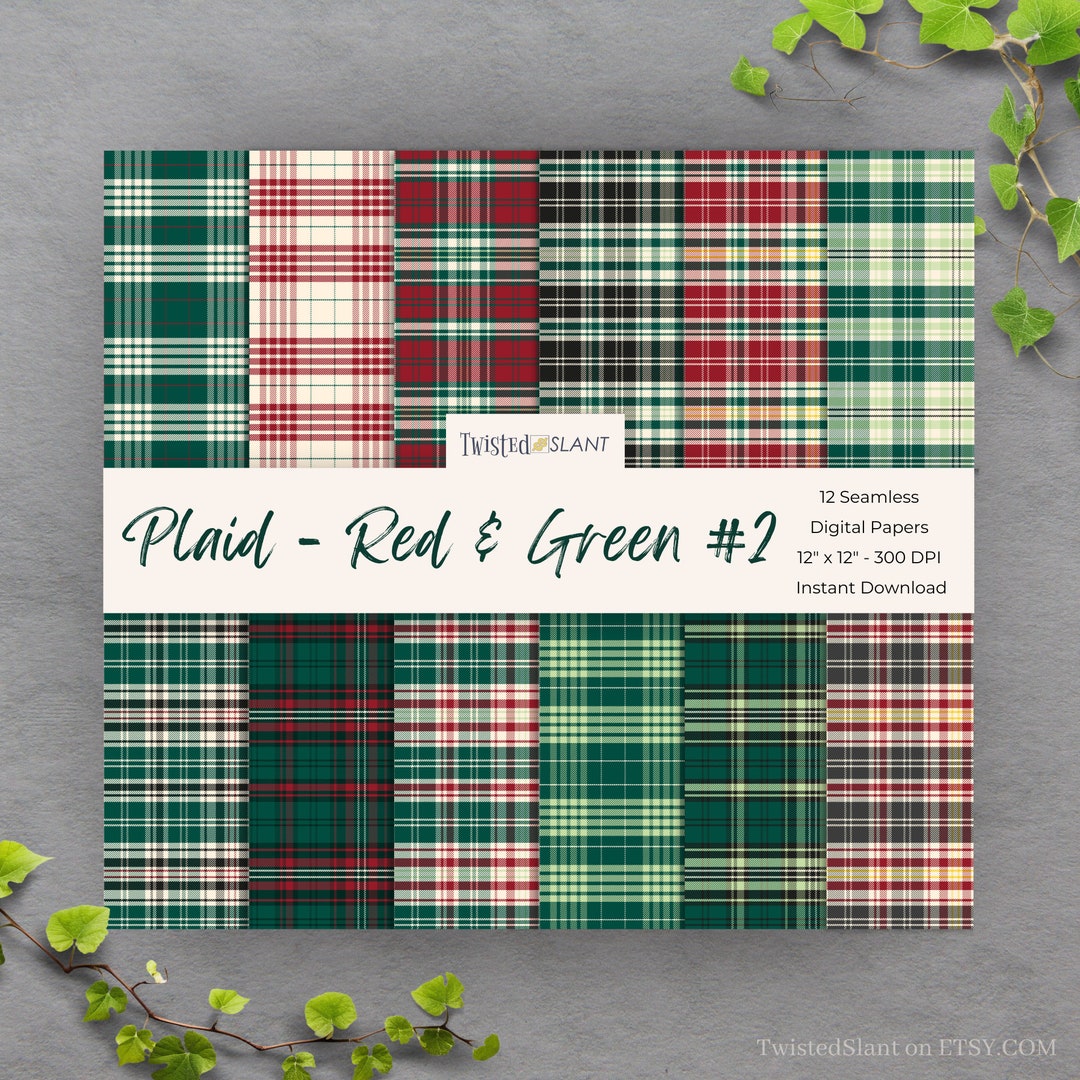 Red and Green Plaid Digital Paper INSTANT DOWNLOAD - Etsy