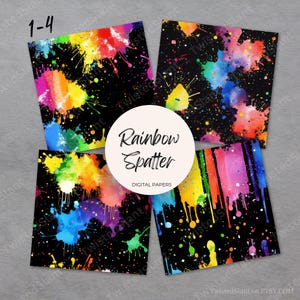 Scrapbook Paper Digital Rainbow Paint Splatter | INSTANT DOWNLOAD ...