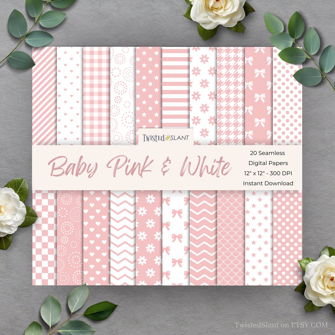Baby Pink Digital Papers | INSTANT DOWNLOAD | Seamless Geometric ...